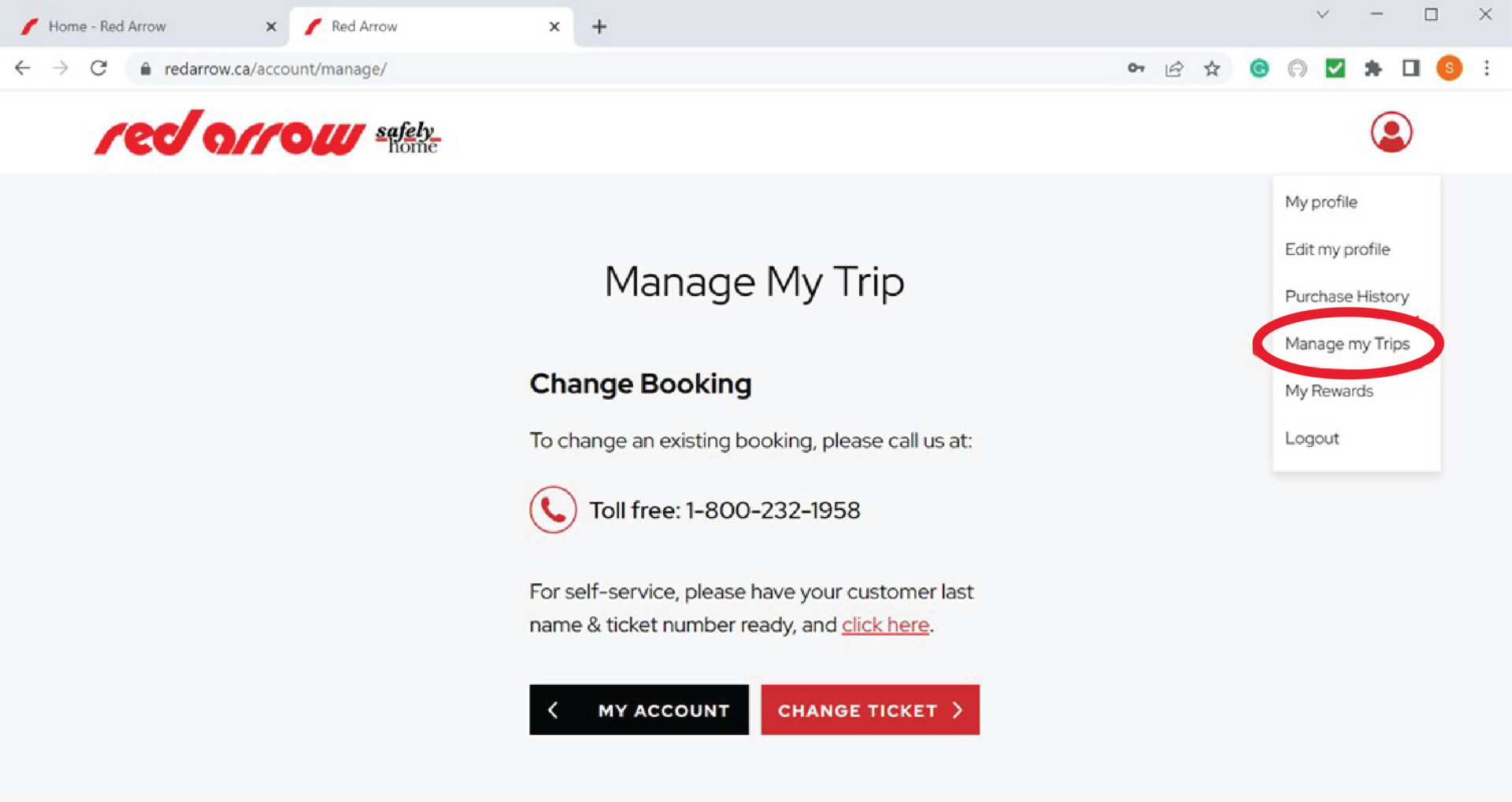 You Can Now Manage Your Own Trips Online - Red Arrow